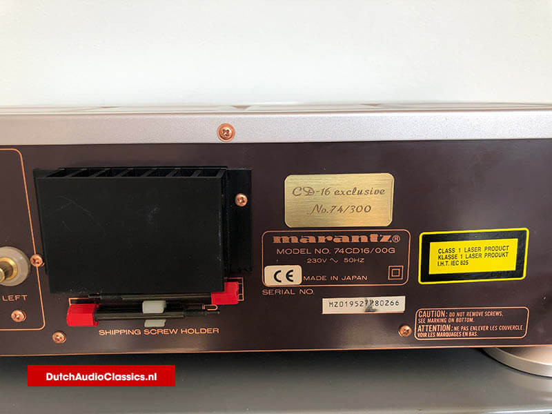 Marantz CD16 SE Special Edition cdplayer 2x TDA1547 - DutchAudioClassics.nl